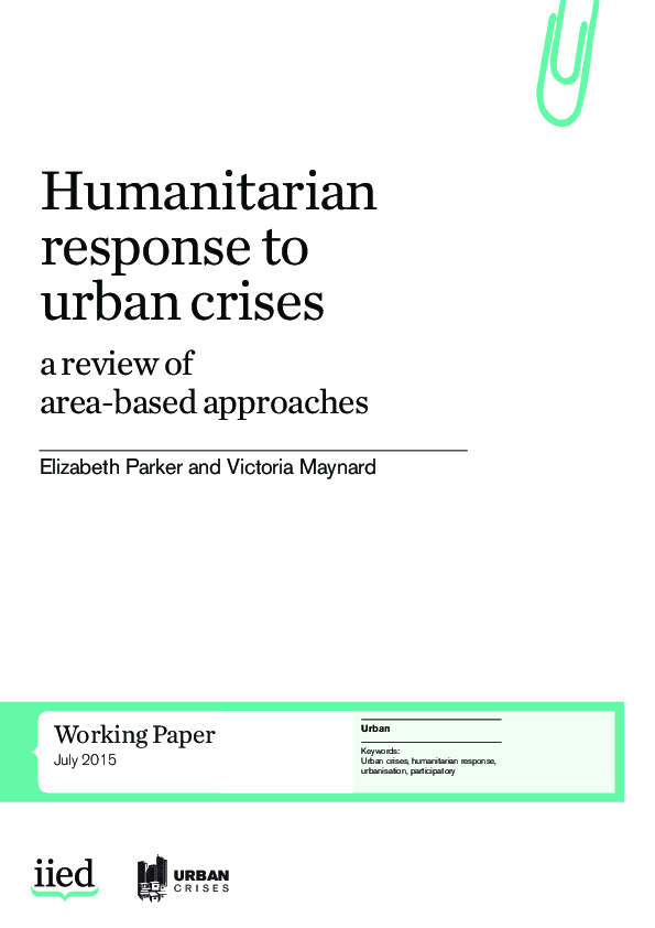 (PDF) Humanitarian response to urban crises a review of area-based ...