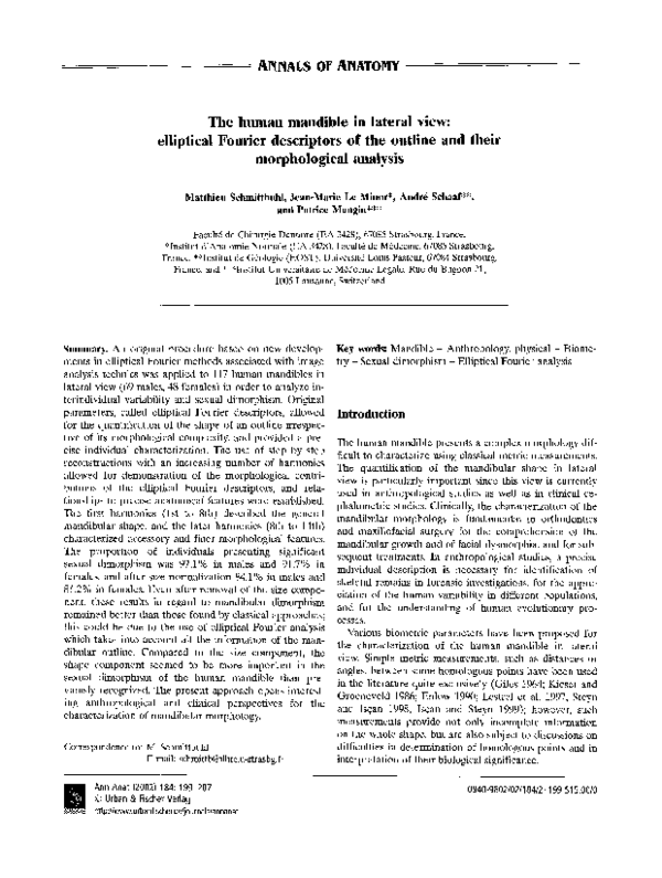 (PDF) The human mandible in lateral view: elliptical fourier ...