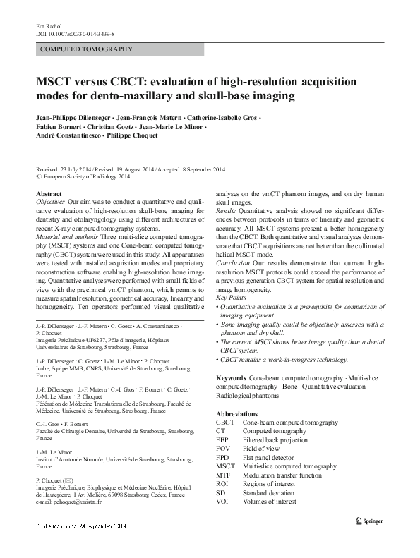 (PDF) MSCT versus CBCT: evaluation of high-resolution acquisition modes ...