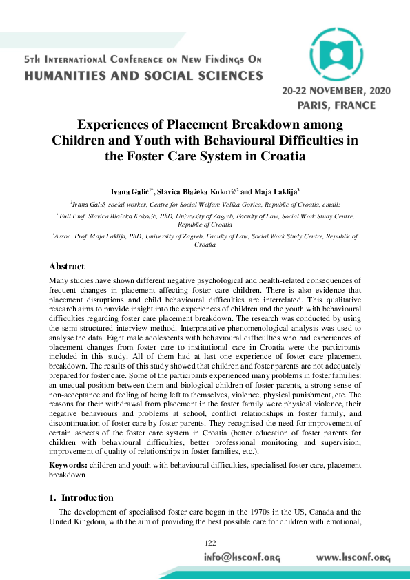 (PDF) Experiences of Placement Breakdown among Children and Youth with ...