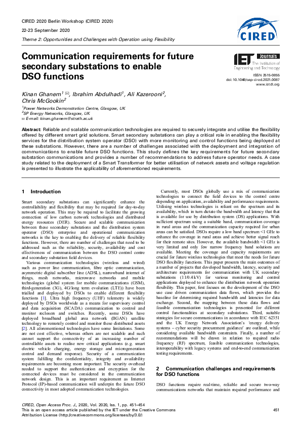 (PDF) Communication requirements for future secondary substations to ...