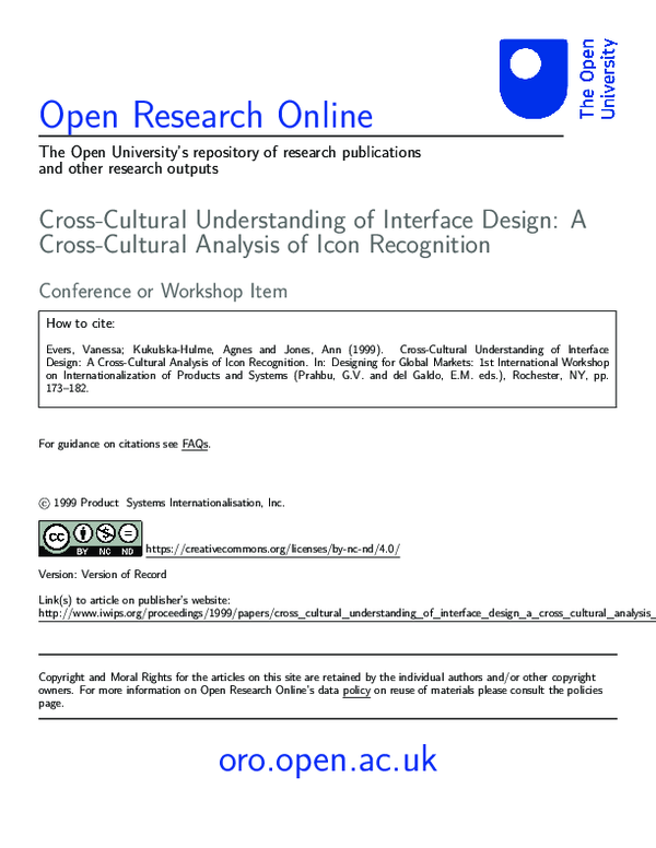 (PDF) Cross-Cultural Understanding of Interface Design: A Cross ...