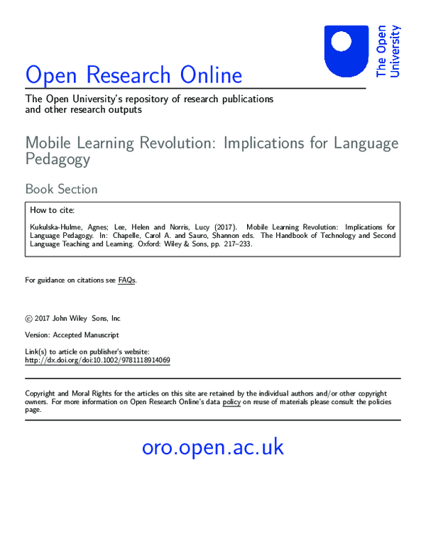(PDF) Mobile Learning Revolution