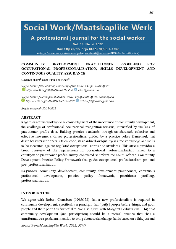 (PDF) Community Development Practitioner profiling for occupational ...