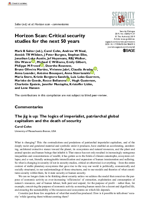 (PDF) Horizon Scan: Critical security studies for the next 50 years