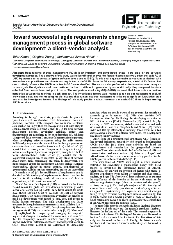 (PDF) Toward successful agile requirements change management process in global software ...