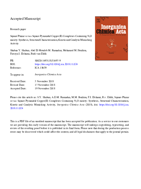 (PDF) Square planar versus square pyramidal copper(II) complexes ...