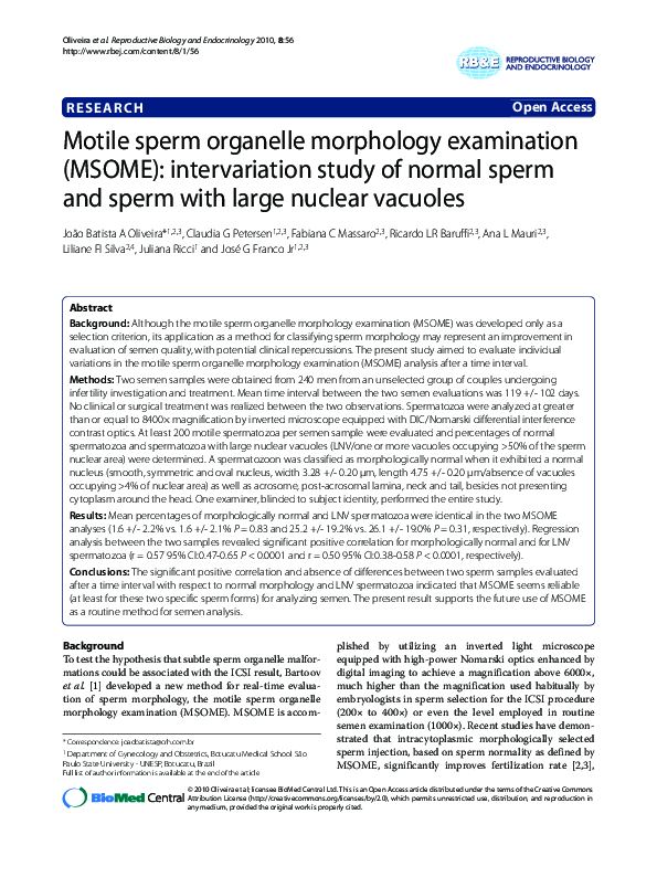 (PDF) Motile sperm organelle morphology examination (MSOME ...