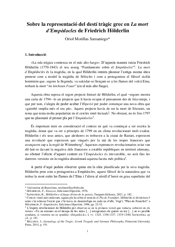 (PDF) Sobre la representació del destí tràgic grec en "La mort d ...