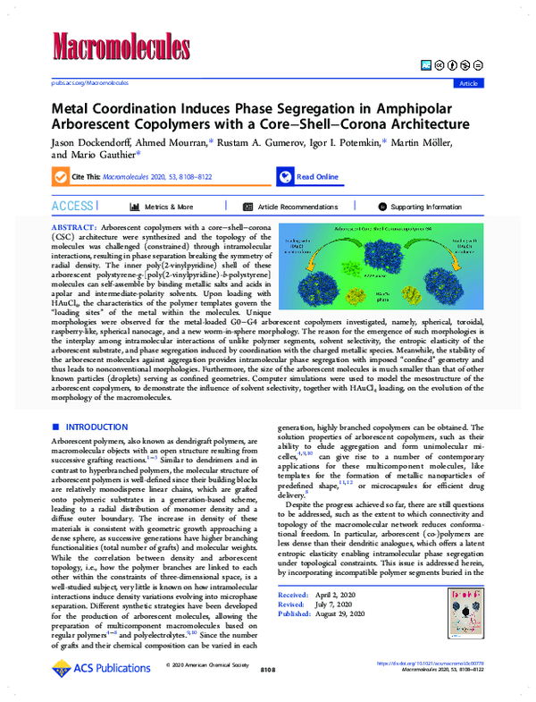 (PDF) Metal Coordination Induces Phase Segregation in Amphipolar ...
