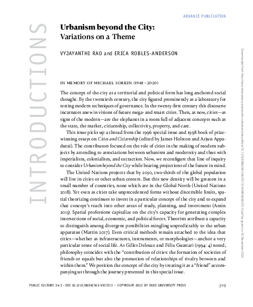 (PDF) Urbanism beyond the City