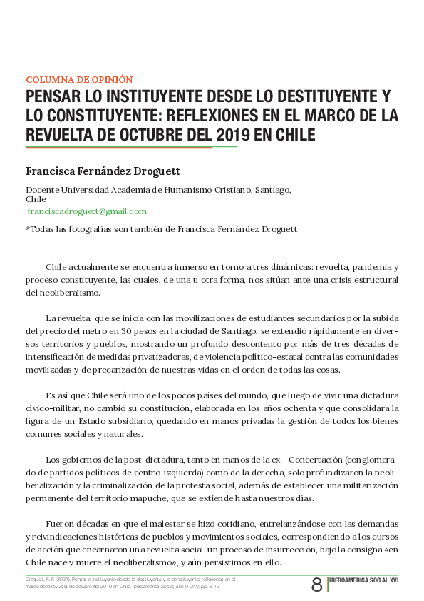 (PDF) Pensar lo instituyente desde lo destituyente y lo constituyente ...