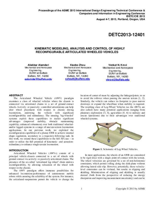 Pdf Kinematic Modeling Analysis And Control Of Highly Reconfigurable Articulated Wheeled Vehicles