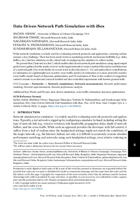 (PDF) Data-Driven Network Path Simulation with iBox