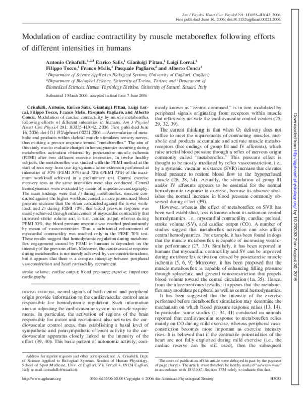 (PDF) Modulation of cardiac contractility by muscle metaboreflex ...