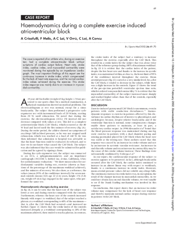 (PDF) Haemodynamics during a complete exercise induced atrioventricular ...