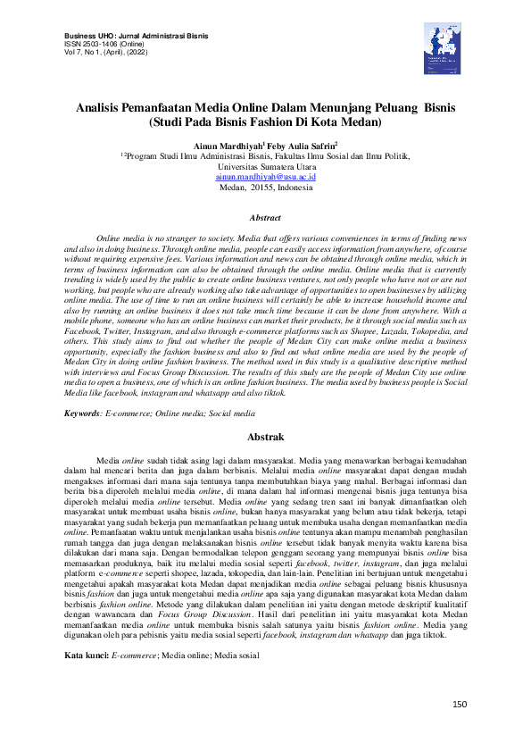 (PDF) ANALISIS PEMANFAATAN MEDIA ONLINE DALAM MENUNJANG PELUANG BISNIS ...