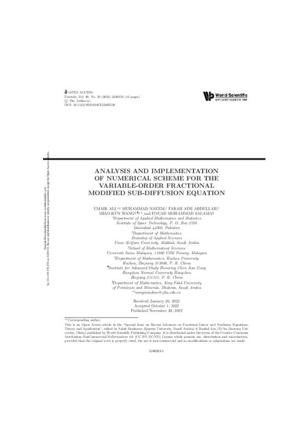 Pdf Analysis And Implementation Of Numerical Scheme For The Variable