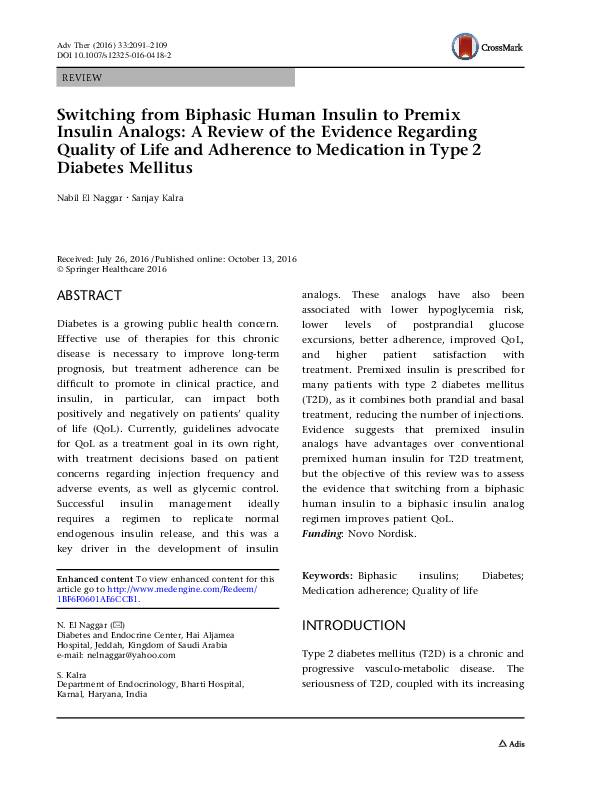 (PDF) Switching from Biphasic Human Insulin to Premix Insulin Analogs ...