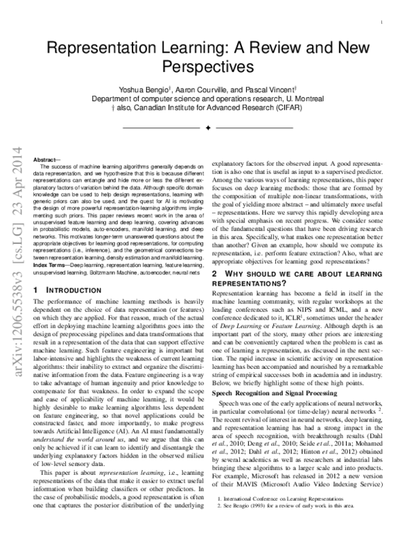 Pdf Unsupervised Feature Learning And Deep Learning A Review And New