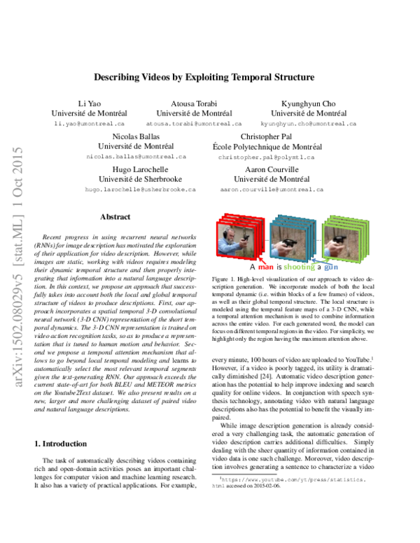 (PDF) Describing Videos by Exploiting Temporal Structure