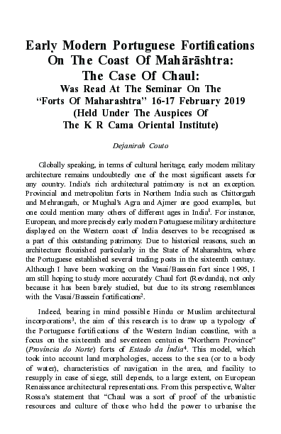 (PDF) Early Modern Portuguese Fortifications On The Coast Of ...