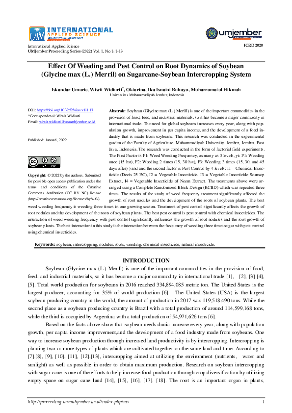 (PDF) Effect Of Weeding and Pest Control on Root Dynamics of Soybean (Glycine max (L.) Merril ...