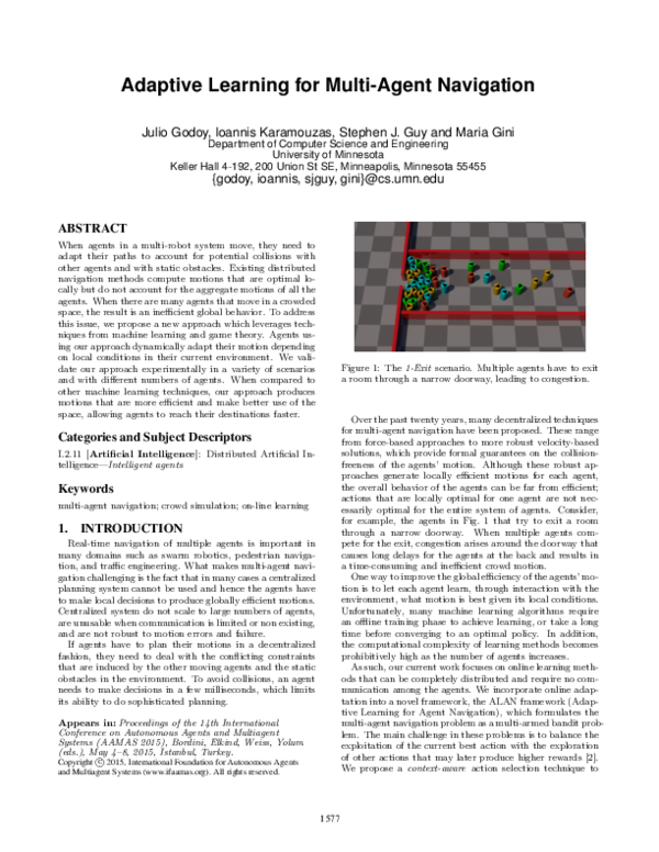 (PDF) Adaptive Learning for Multi-Agent Navigation | Julio Godoy - Academia.edu