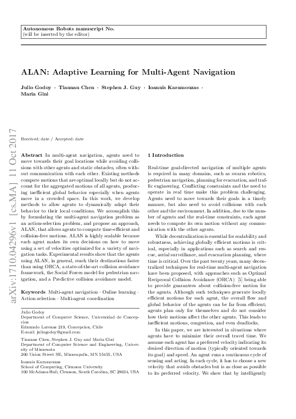 (PDF) ALAN: adaptive learning for multi-agent navigation