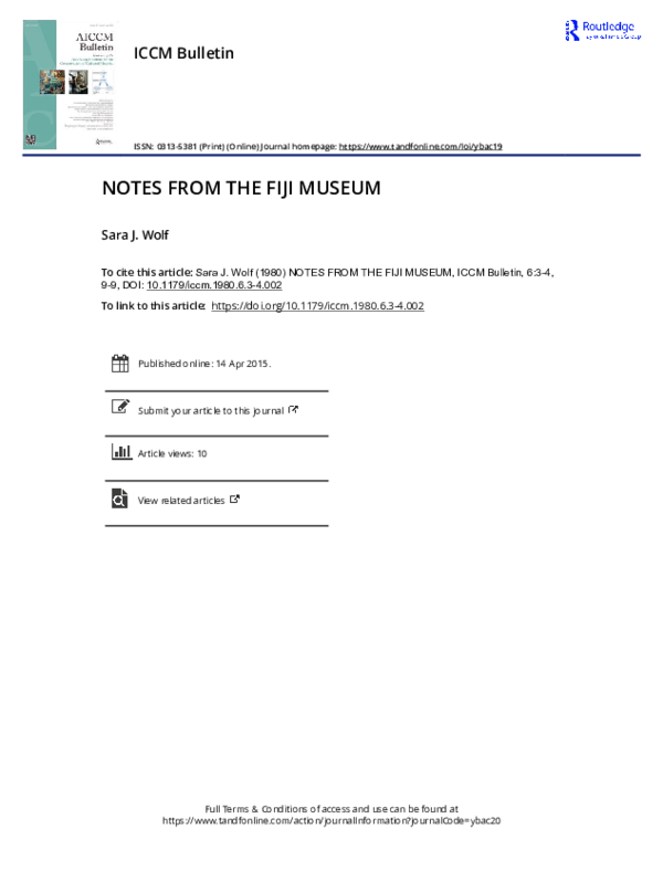 (PDF) Notes from the Fiji Museum