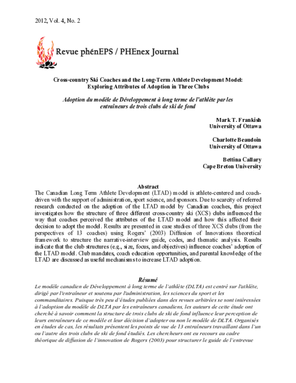 (PDF) Coss-Country Ski Coaches and the LTAD Model: Exploring Attributes ...