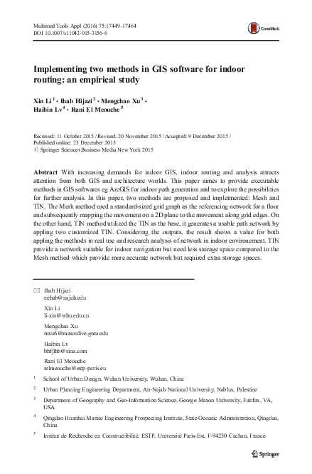 (PDF) Implementing two methods in GIS software for indoor routing: an ...