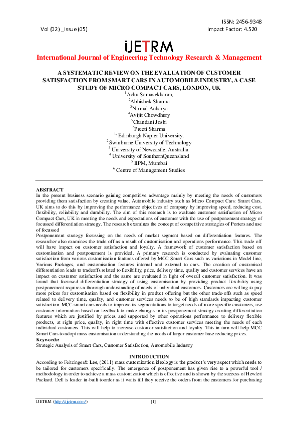 (PDF) A Systematic Review On The Evaluation Of Customer Satisfaction ...