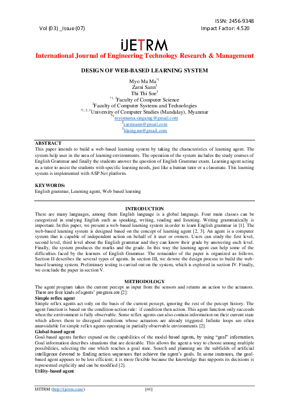 (PDF) Design of Web-Based Learning System