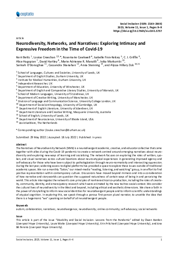 (PDF) Neurodiversity, Networks, and Narratives: Exploring Intimacy and ...