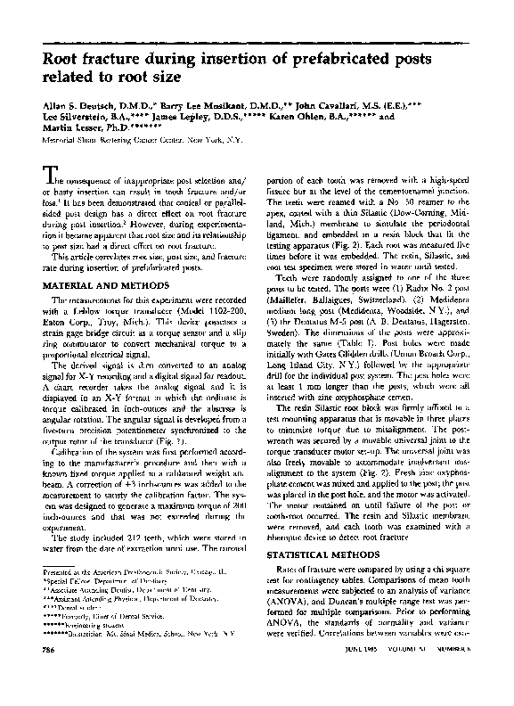 (PDF) Root fracture during insertion of prefabricated posts related to ...
