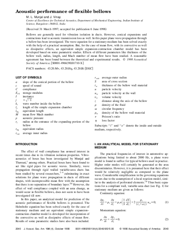 (PDF) Acoustic performance of flexible bellows