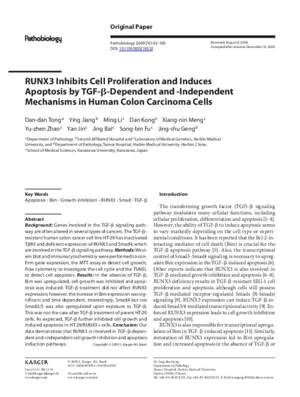 (PDF) RUNX3's Role in Colon Cancer Cell Apoptosis