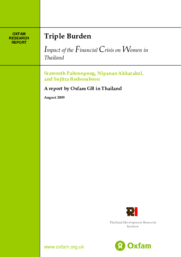 (PDF) Triple Burden: The impact of the financial crisis on women in ...