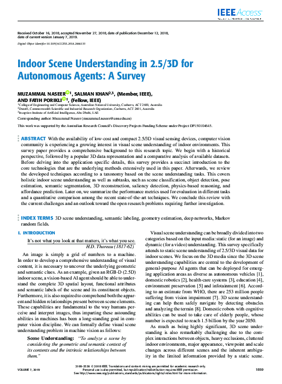 (PDF) Indoor Scene Understanding in 2.5/3D for Autonomous Agents: A Survey