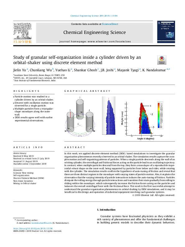 (PDF) Study of granular self-organization inside a cylinder driven by ...