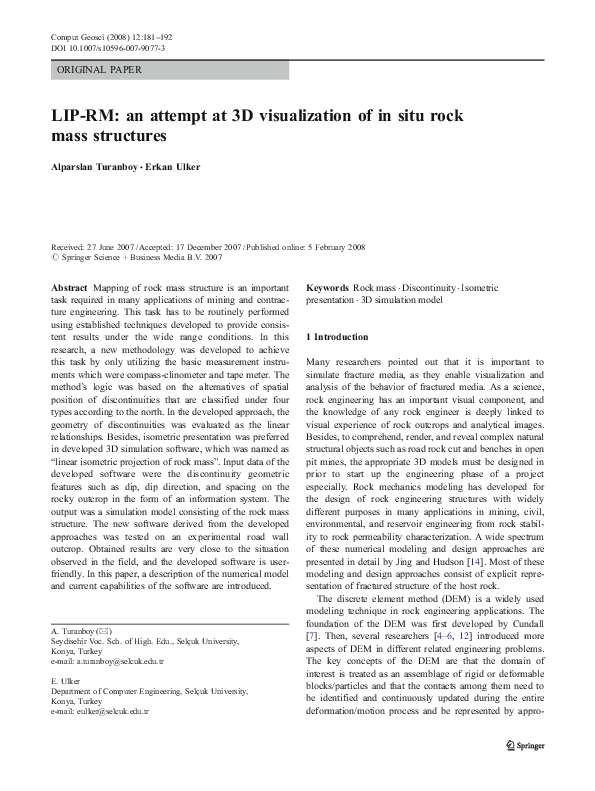 (PDF) LIP-RM: an attempt at 3D visualization of in situ rock mass structures | Alparslan ...
