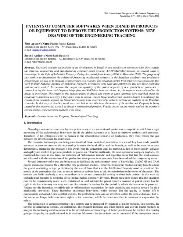 (PDF) Patents of Computer Softwares When Joined in Products or ...
