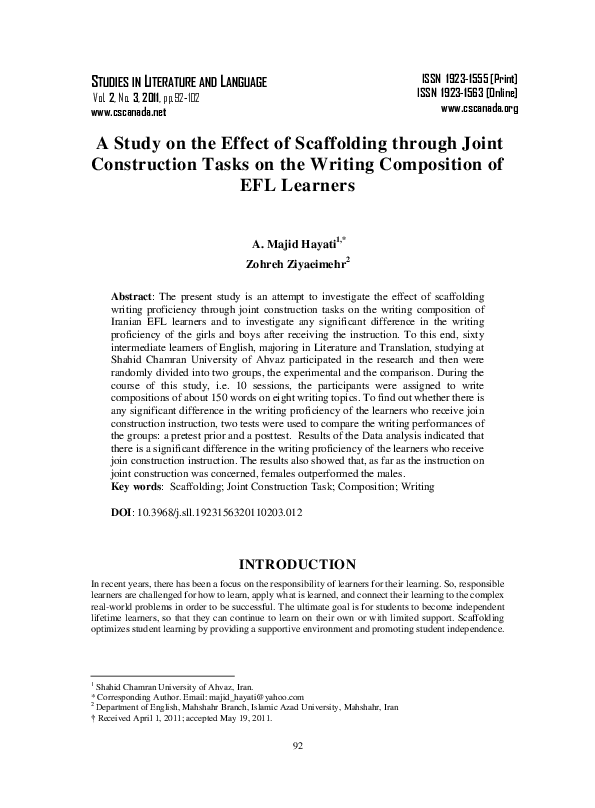 (PDF) A Study on the Effect of Scaffolding through Joint Construction ...