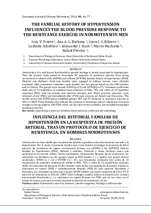 (PDF) The familial history of hypertension influences the blood ...