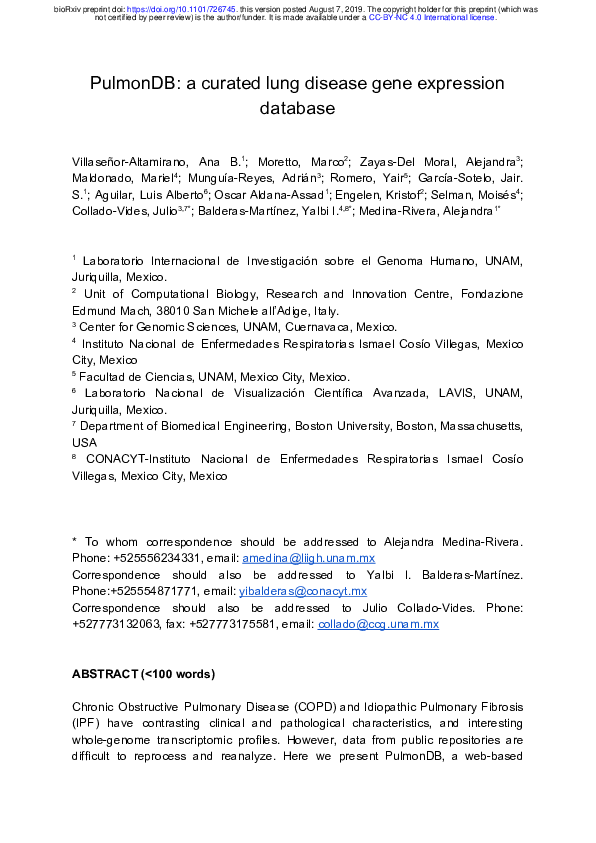 (PDF) PulmonDB: a curated lung disease gene expression database