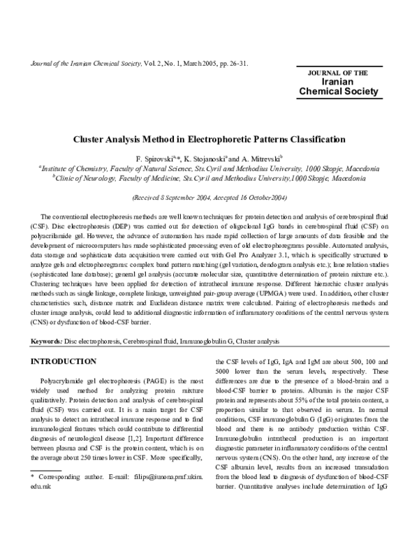 (PDF) Cluster analysis method in electrophoretic patterns classification