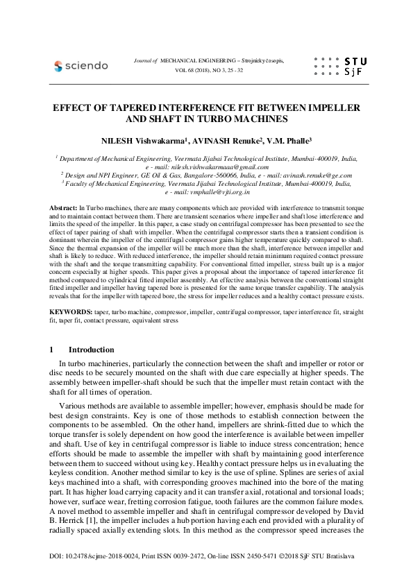 (PDF) Effect of Tapered Interference Fit between Impeller and Shaft in ...