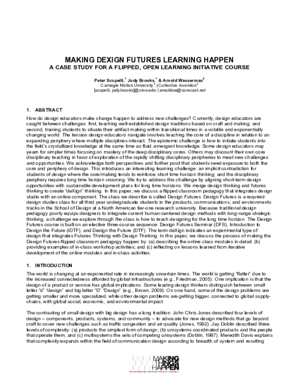 (PDF) Making Dexign Futures Learning Happen a Case Study for a Flipped , Open Learning ...