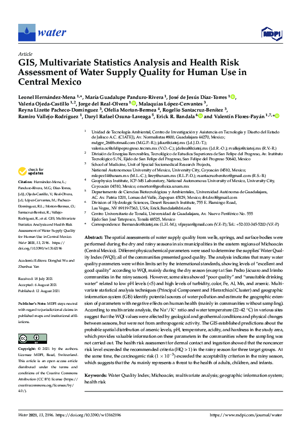 Pdf Gis Multivariate Statistics Analysis And Health Risk Assessment Of Water Supply Quality
